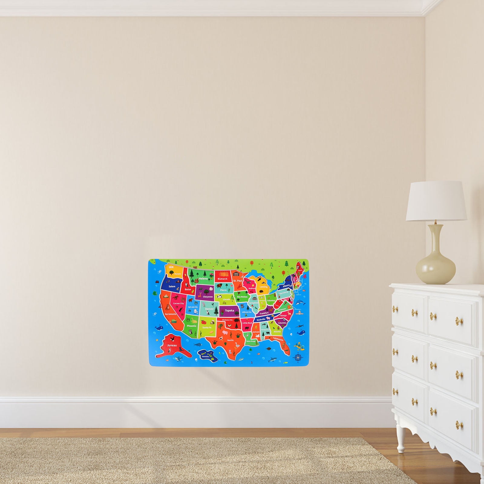 Raindrops Usa Map Jigsaw Puzzle For Kids United States Map Learning ...