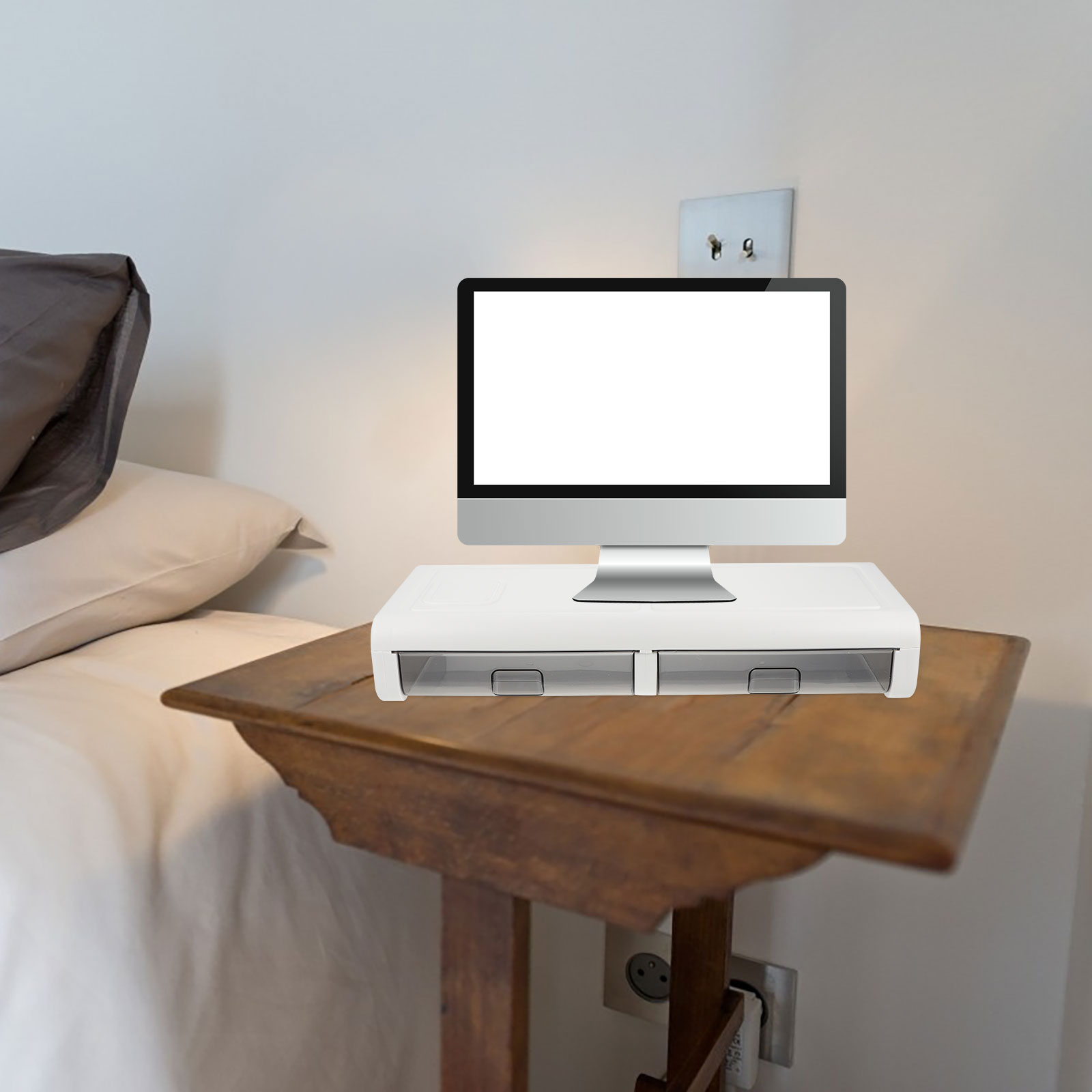 Raindrops Vertical Computer Heightened Shelf Reusable Monitor Stand ...