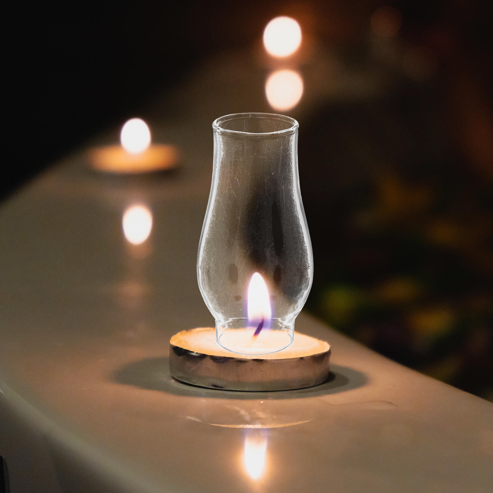 Raindrops Vintage Clear Glass Lantern Chimney for Decor Transparent Oil ...