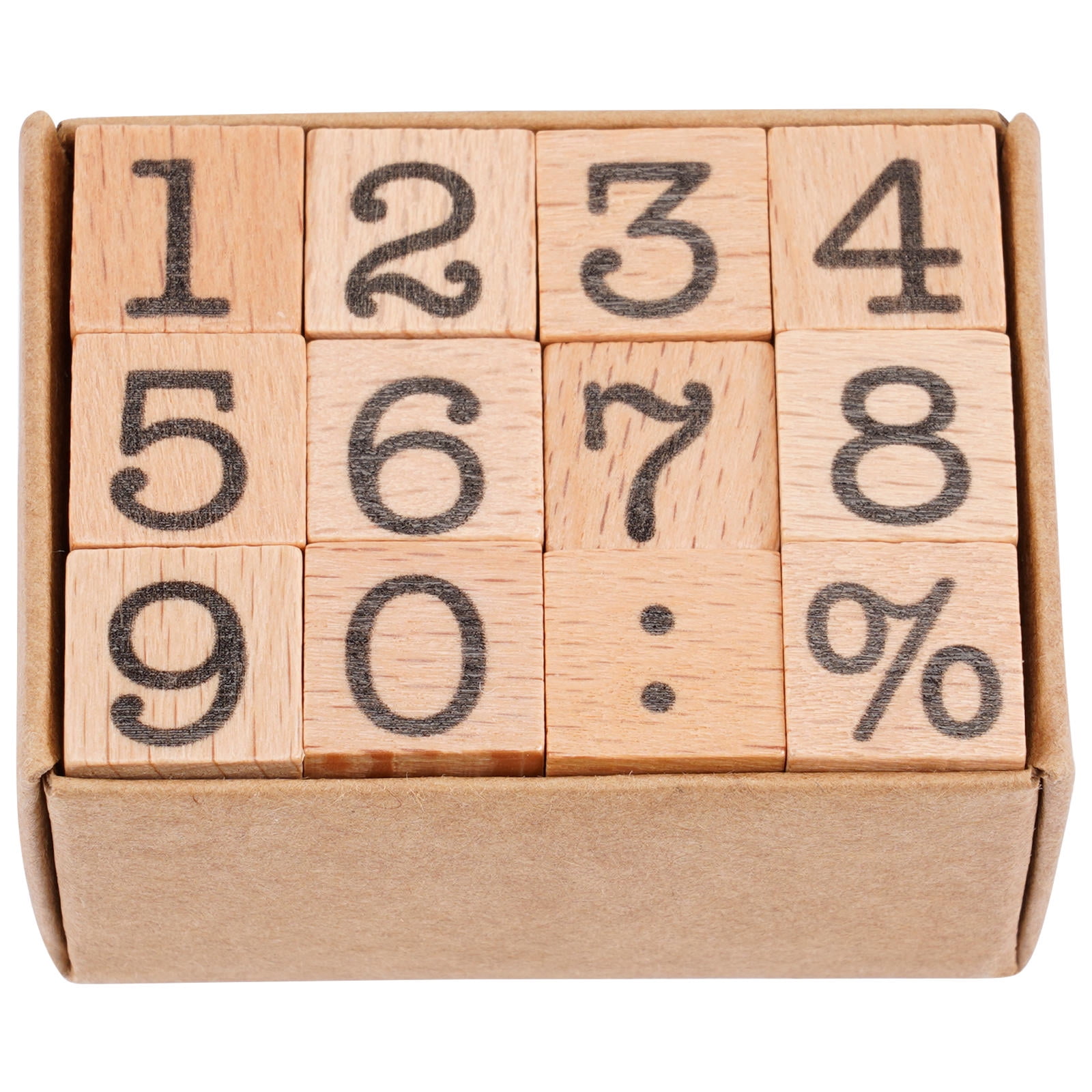 Raindrops Vintage Khaki Wooden Number Rubber Stamp Set for DIY Crafting ...