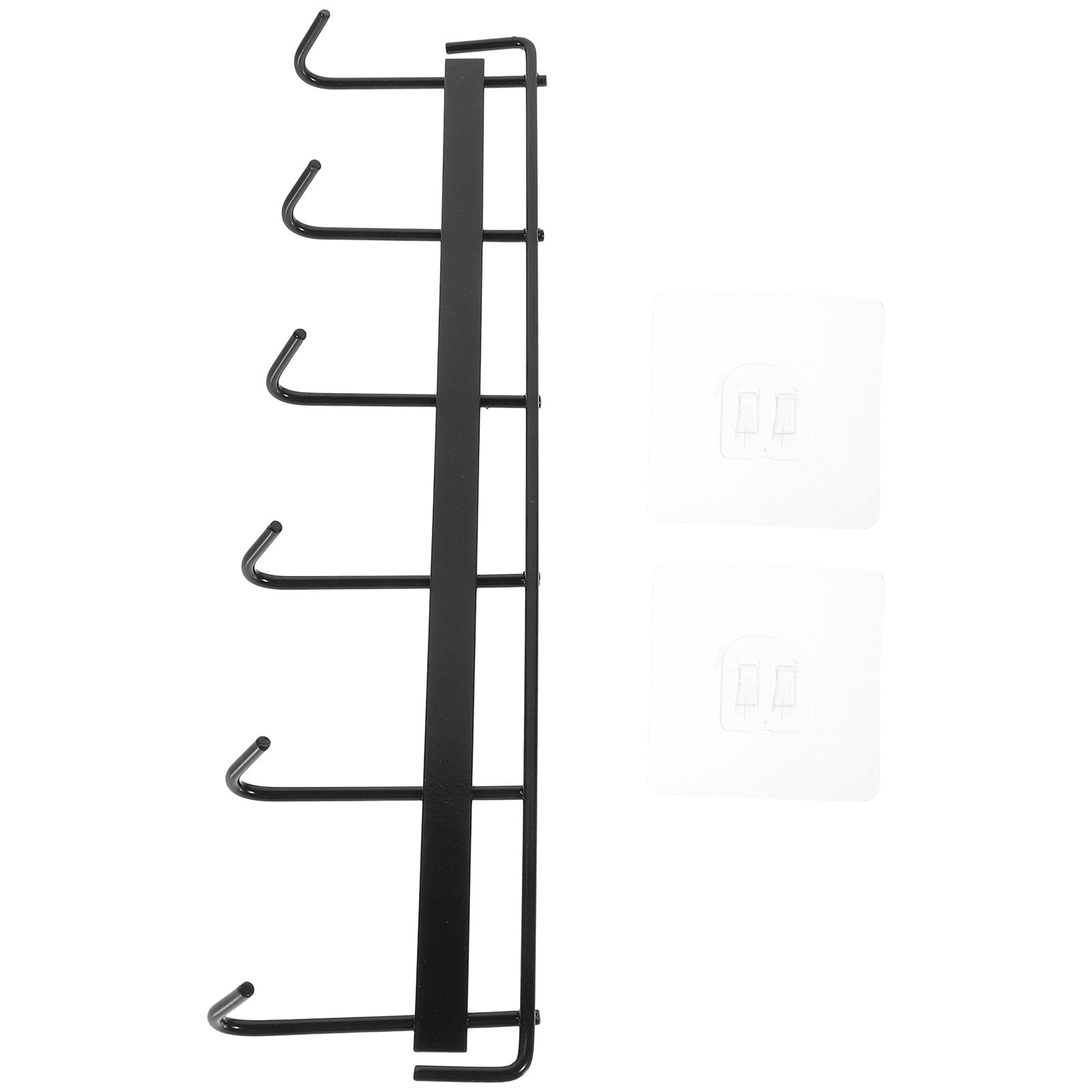 Raindrops Versatile Black Kitchen Rail Rack with Hooks for Wall Hanging ...