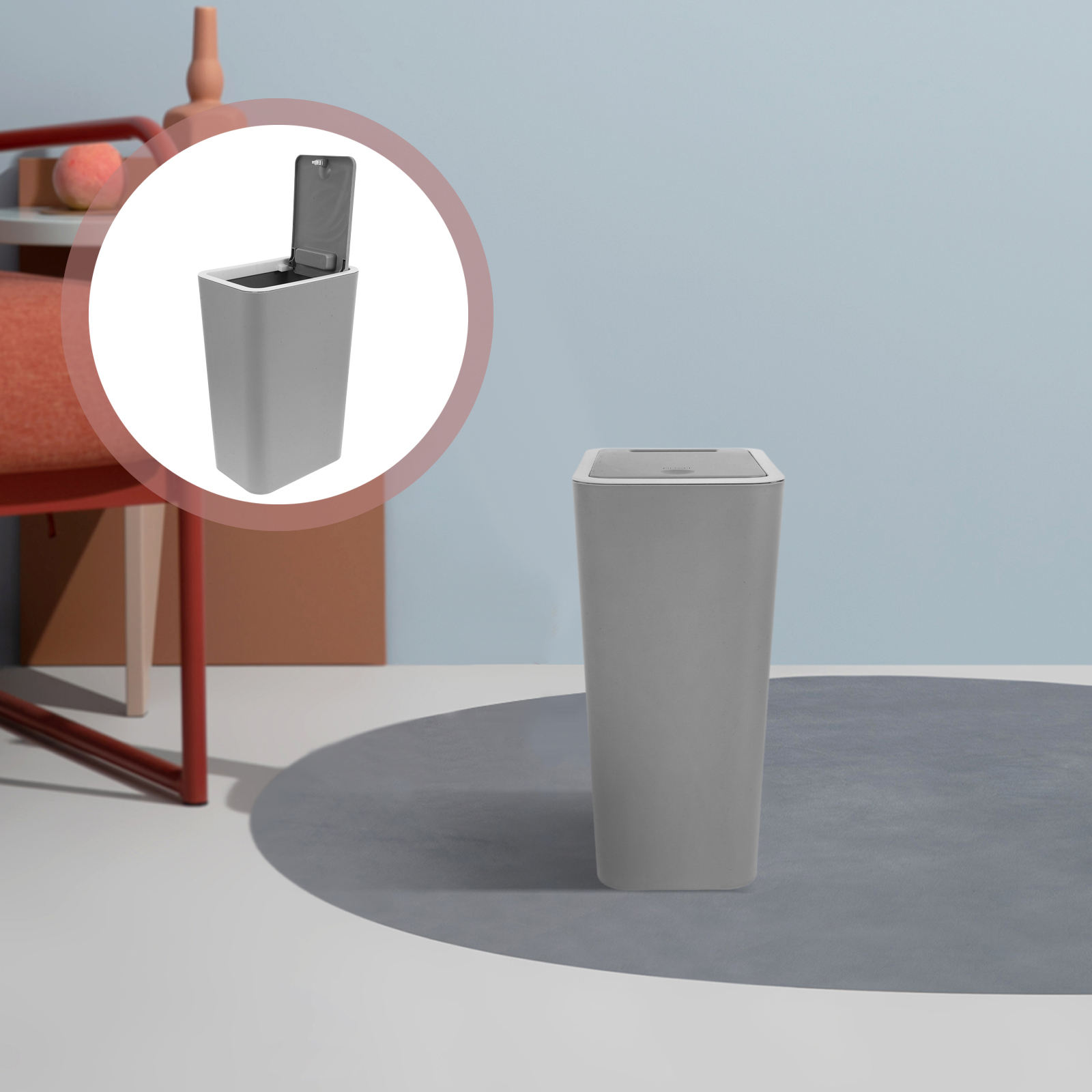 Raindrops Waste Lidded Push Trash Can Office 32.80X22.00X15.40CM Light ...