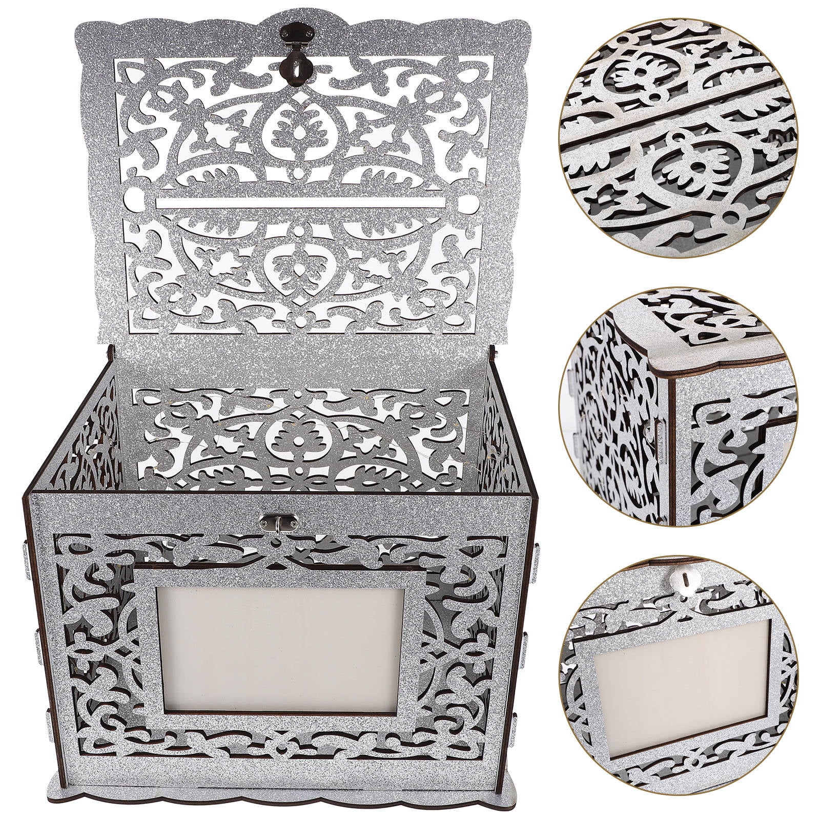 Raindrops Wedding Card Box With Hollow Design Wooden Card Box ...