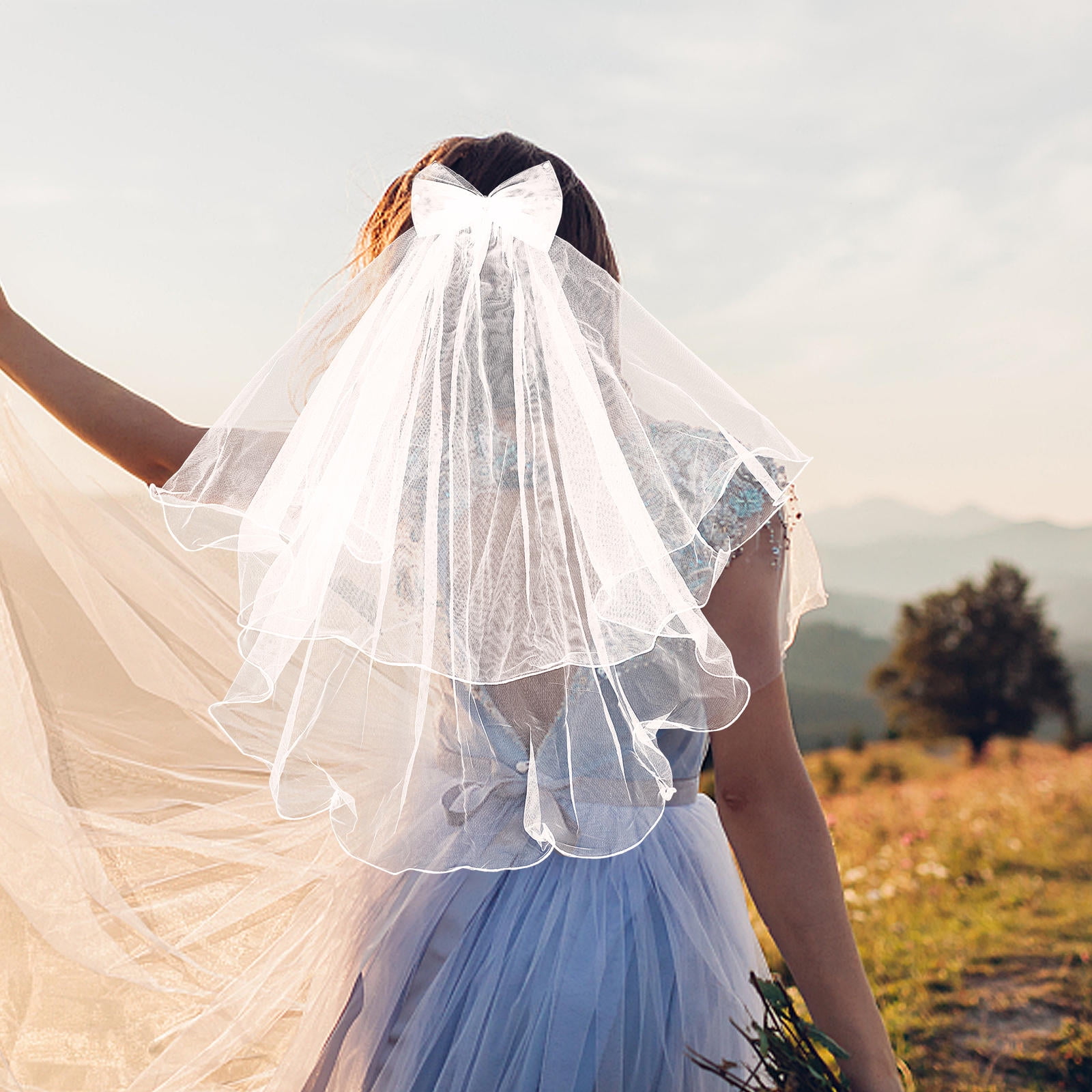 Raindrops 儿 婚纱头纱 Wedding Veil with Lace Applique Girl Bride Bridesmaid ...