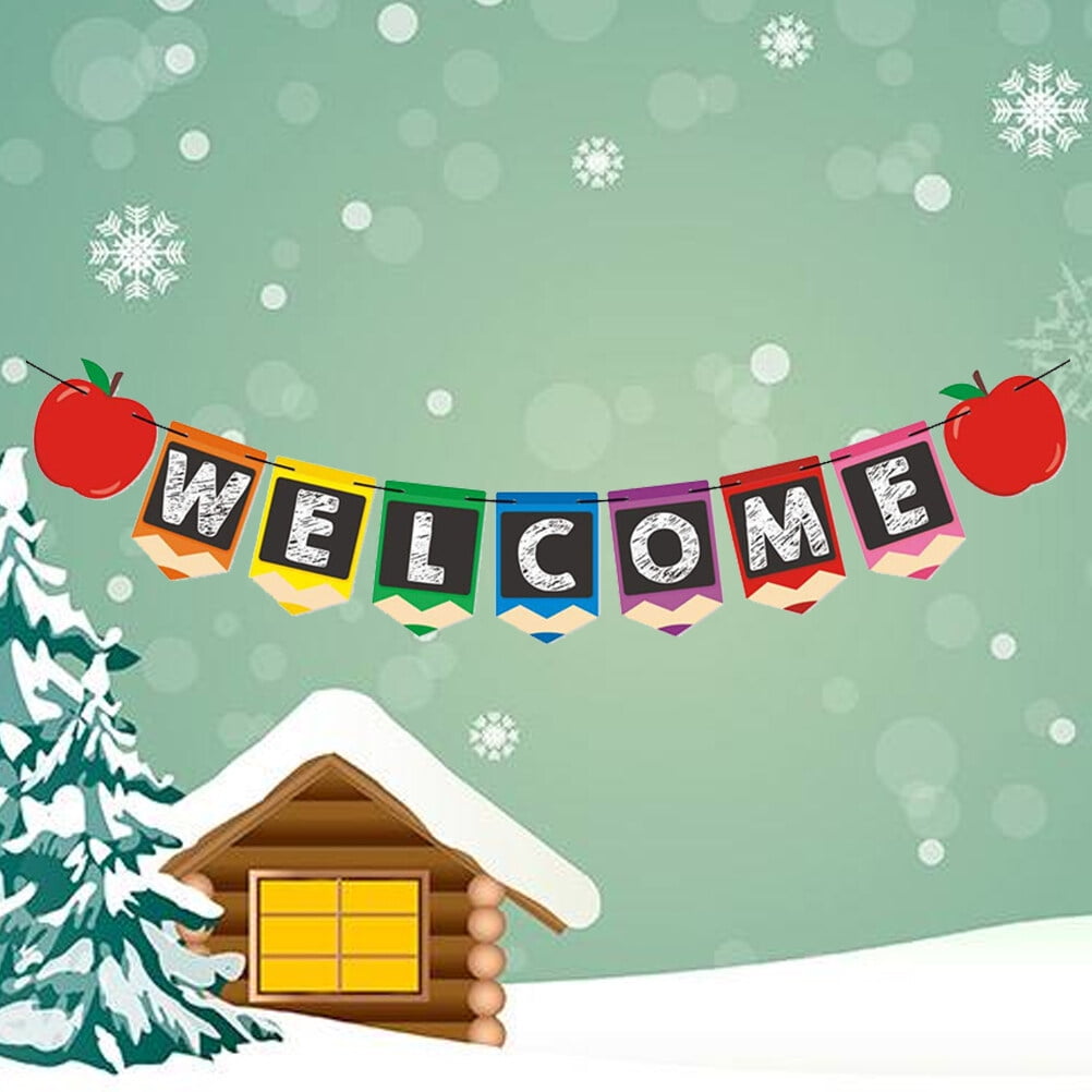 Raindrops Welcome Garland Back to School Banners Rectangular Flags ...