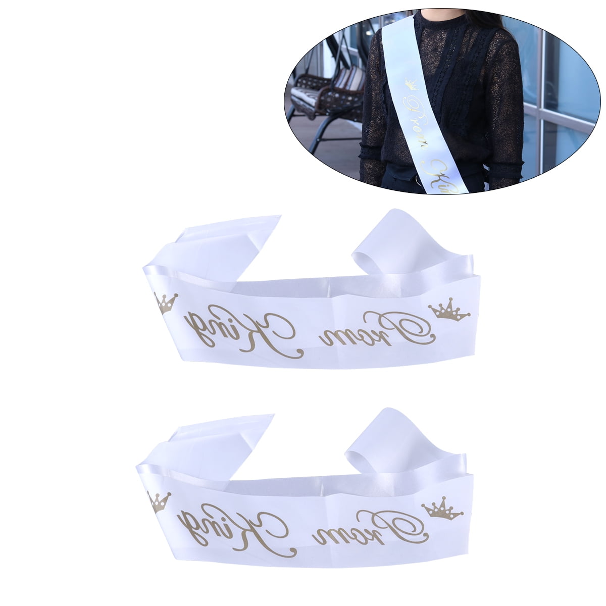 Raindrops White Fabric Graduation Party Sash Set Includes Prom King and ...