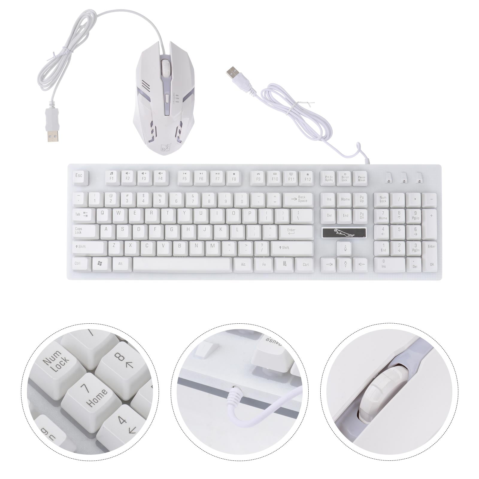Raindrops White Gaming Keyboard and Mouse Set for Computer Use Made of ...