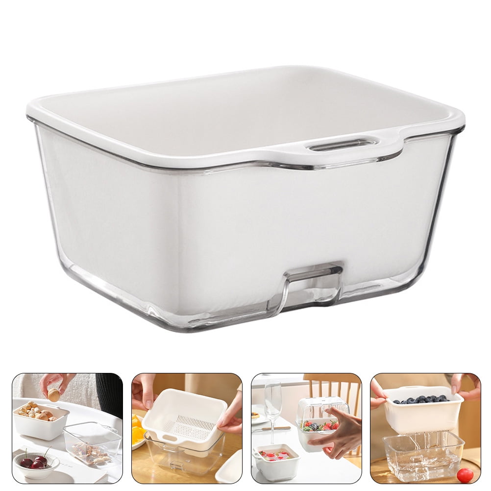 Raindrops White Kitchen Washing Basket with Fine Mesh Design for Fruit ...