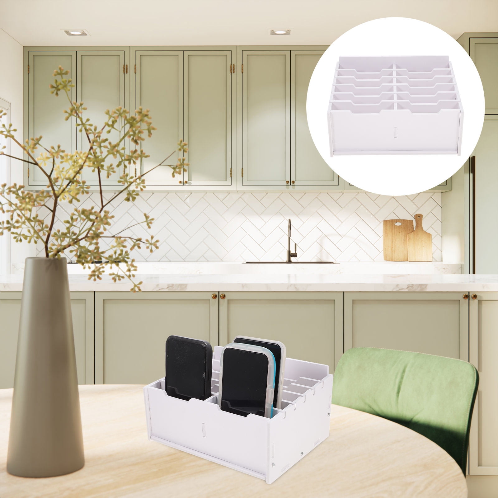 Raindrops White Particle Board Desk Storage Organizer with 12 Grids for ...