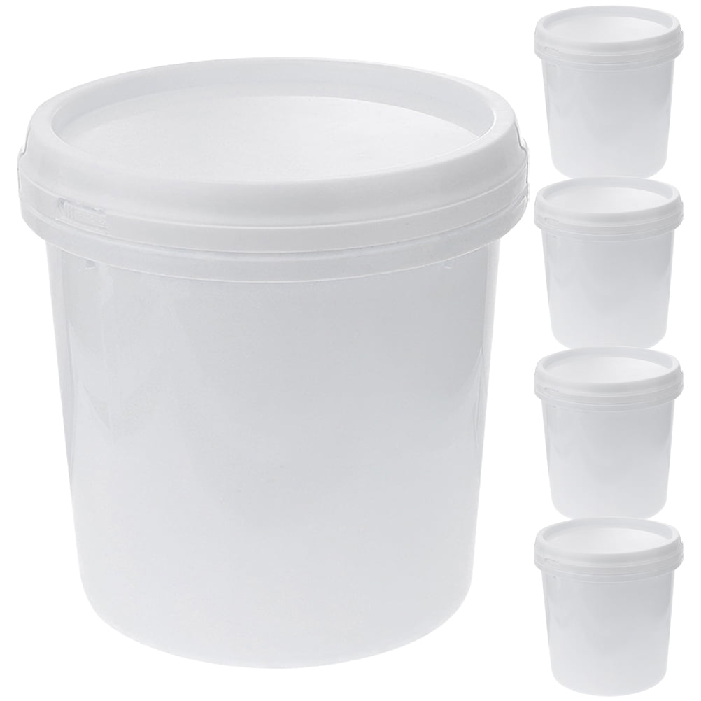 Raindrops White Plastic Storage Bucket with Lid for Farm Home or Travel ...
