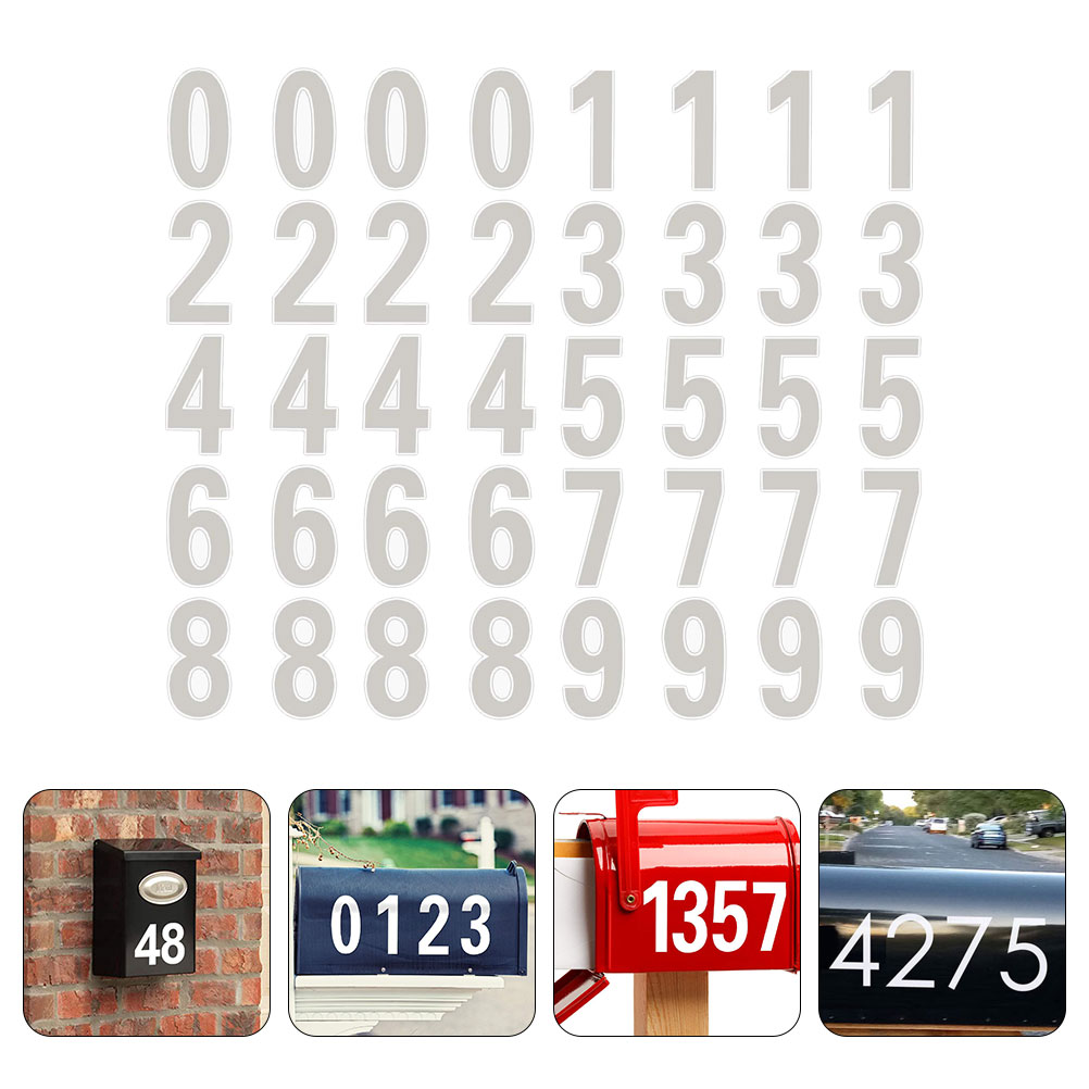 Raindrops White Reflective House Number Stickers for Mailbox Signs and ...