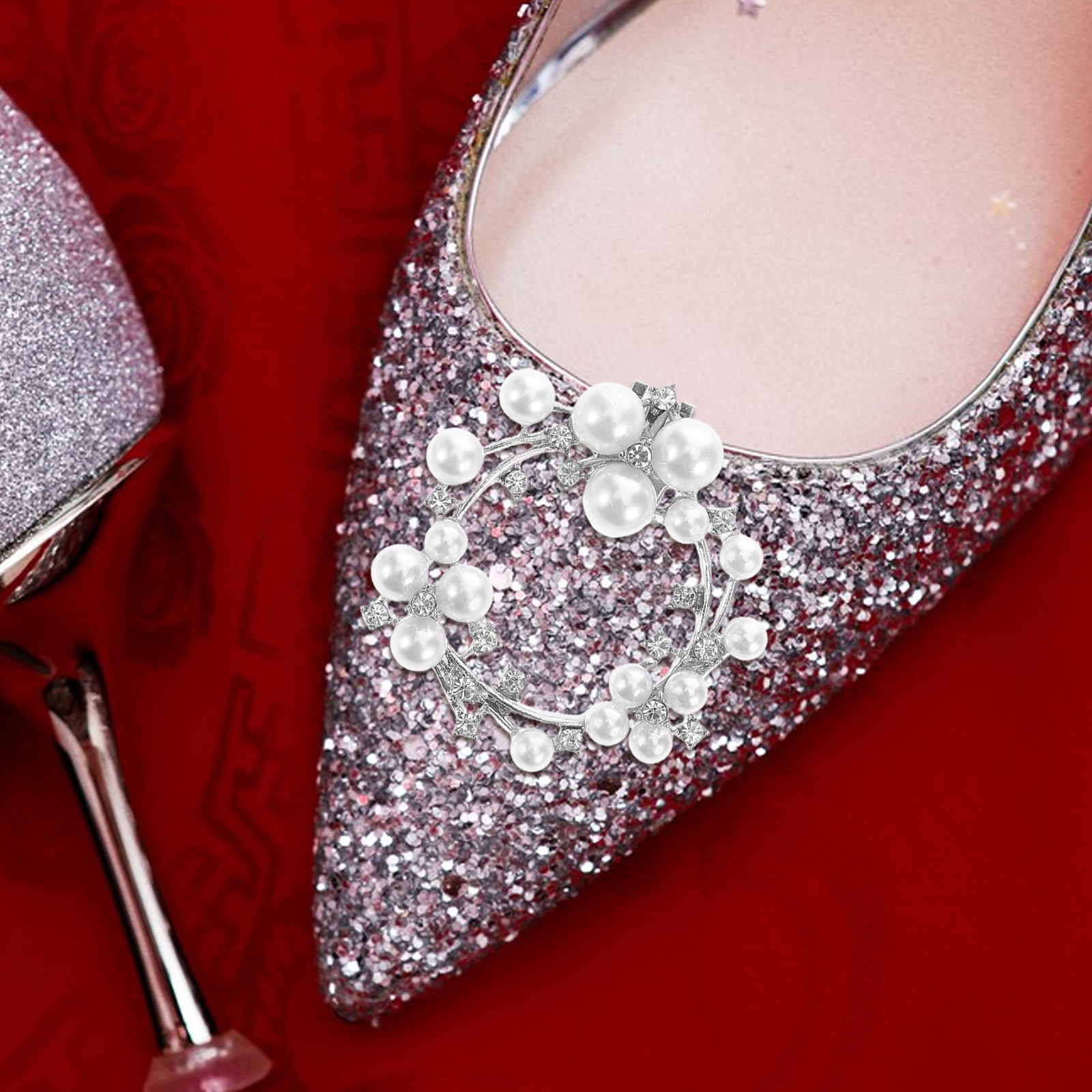 Raindrops White Rhinestone Shoe Clips for Women, Elegant High Heel ...