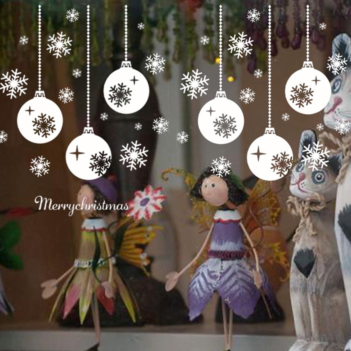 Raindrops White Snowflake Christmas Window Stickers for Living Room ...