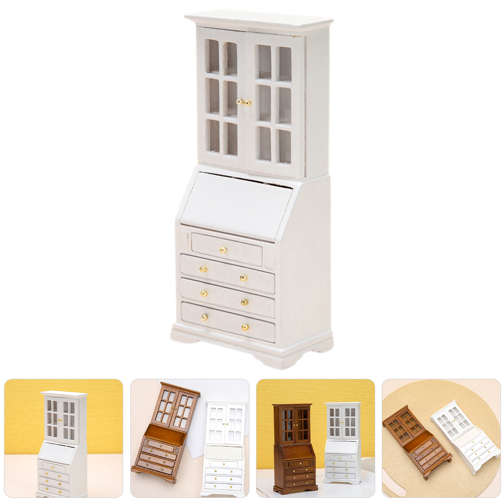Raindrops White Wood Miniature Doll House Cabinet Model for Decoration ...
