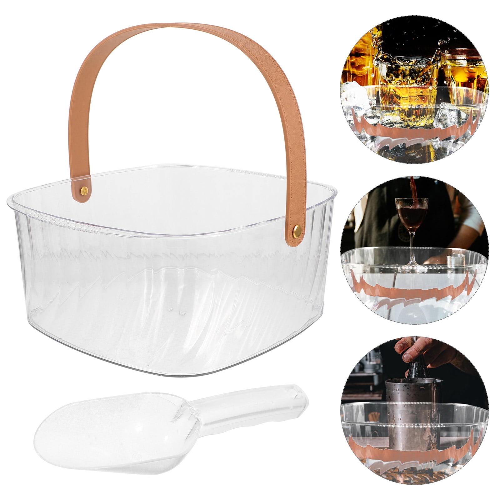 Raindrops Portable Wine Chiller Bucket with Transparent Ice Bin for ...