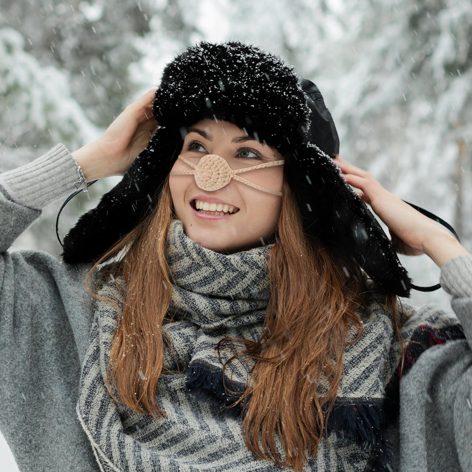 Raindrops Winter Nose Cover for Women Soft Cozy Crochet Nose Warmer for ...