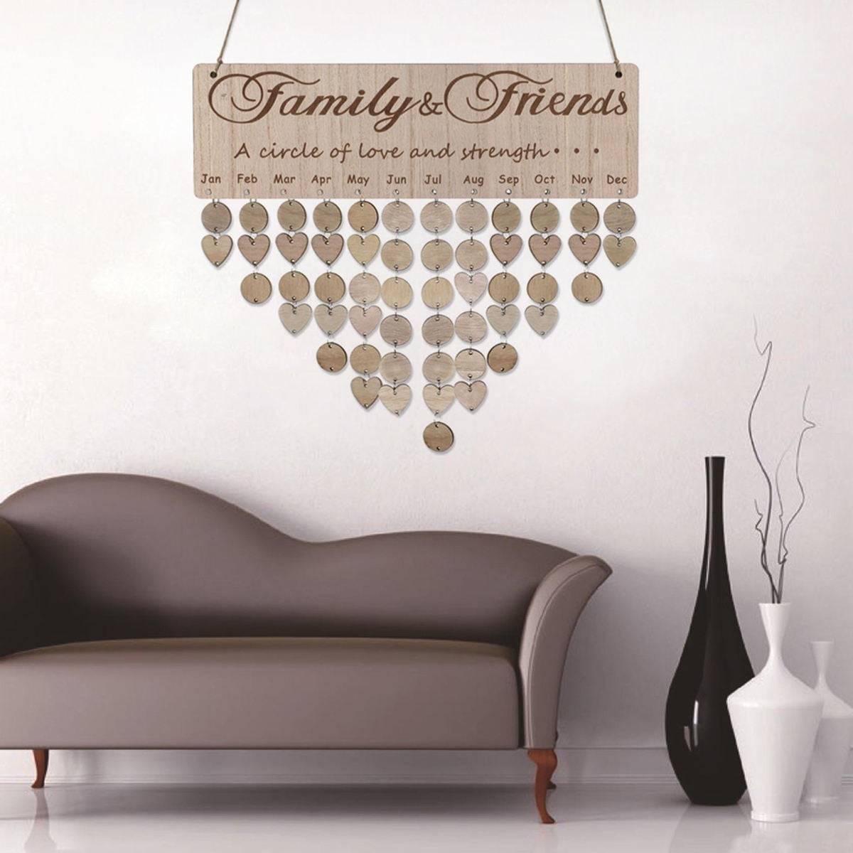 Raindrops Wood Grain Calendar Sign Birthday Reminder Monthly Wall ...