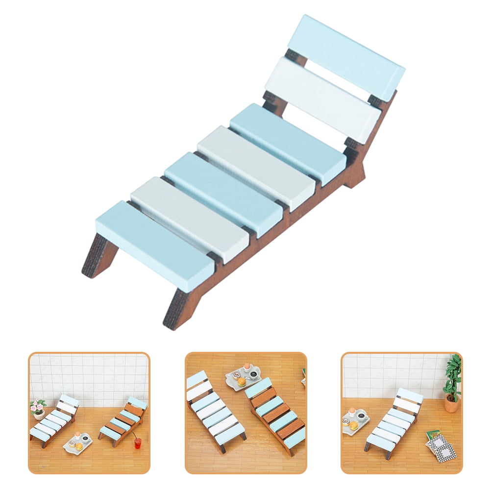 Raindrops Wood Miniature Beach Chaise Lounge Mini Reclining Lounger ...
