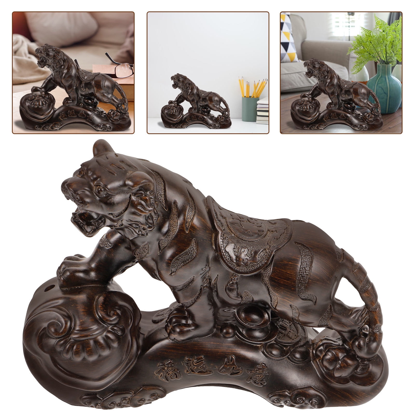 Raindrops Wood Tiger Statue The Year of Tiger Decoration Home Office ...