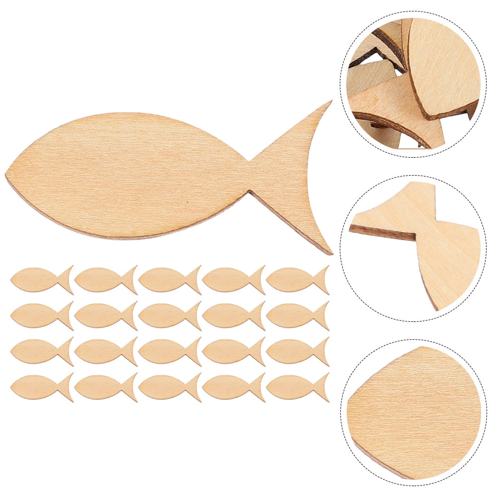Raindrops Wooden Fish Cutouts for DIY Crafts Unfinished Wood Slices in ...