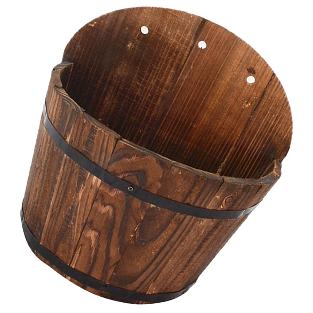 Raindrops Wooden Flower Pot Rustic Bucket Flower Pot Outdoor Indoor ...