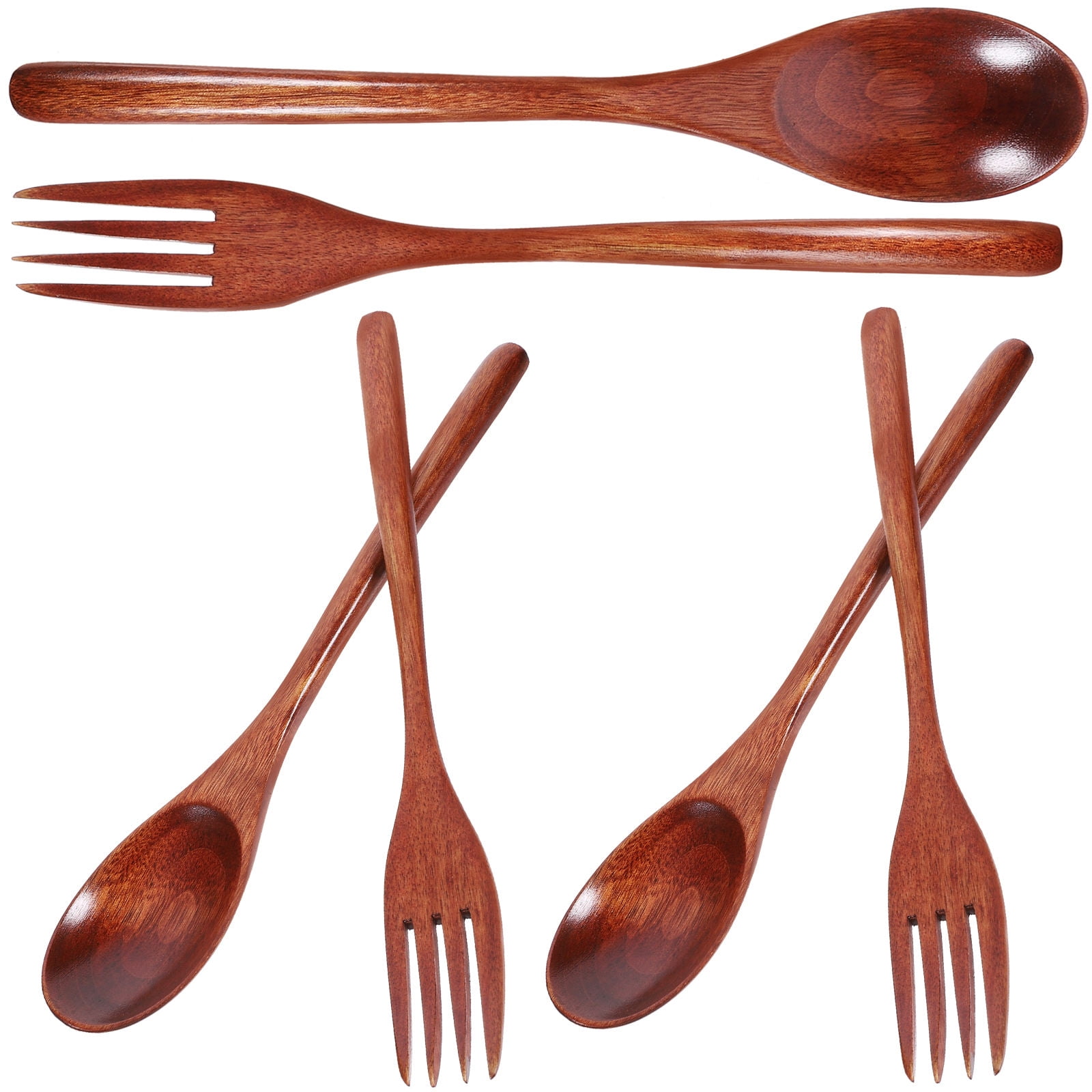 Raindrops Wooden Forks and Spoons for Eating Ergonomic Design and Safe ...
