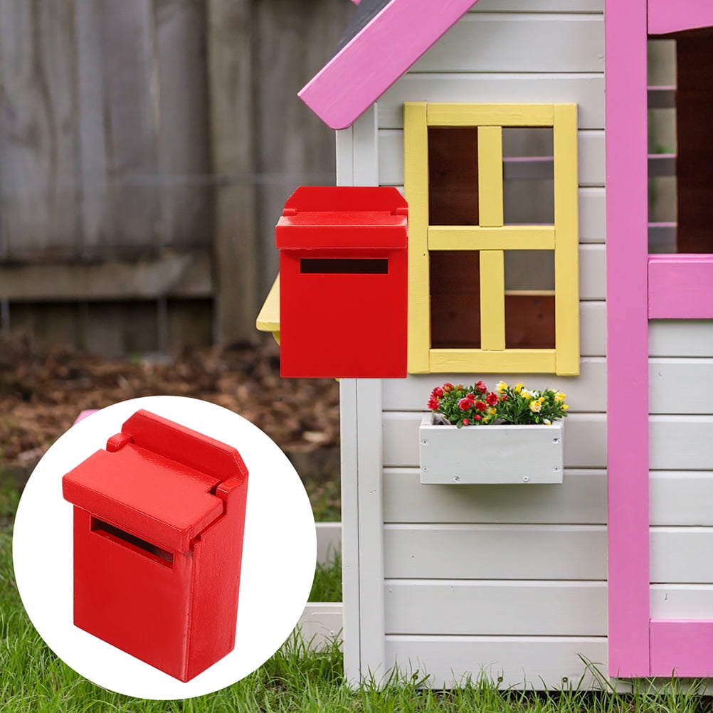 Raindrops Wooden Mini Mailbox Figurine for Decor Red Color Lightweight ...