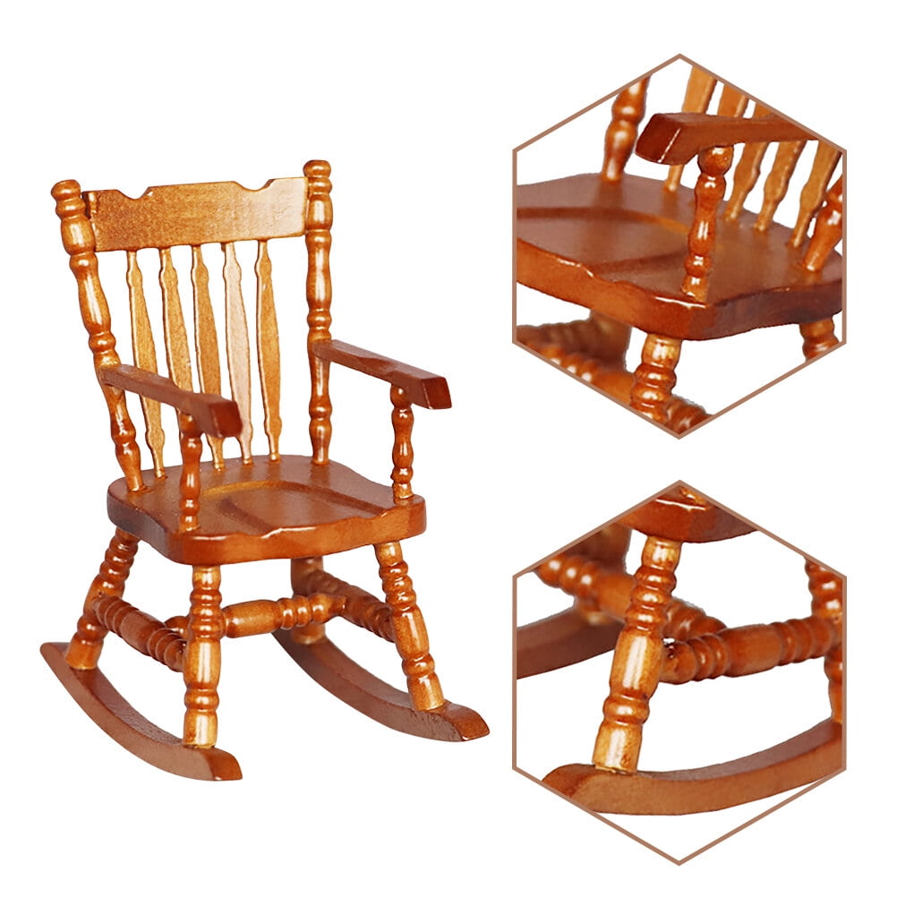 Raindrops Wooden Miniature Rocking Chair 1 Set Model Simulation Chair ...