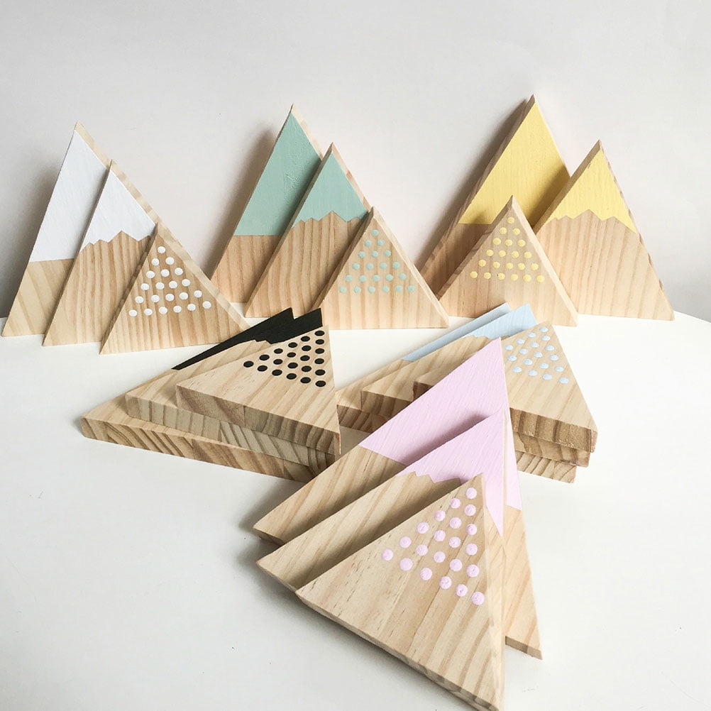 Raindrops Wooden Mountain Triangles Blocks Snow Mountain Ornament ...