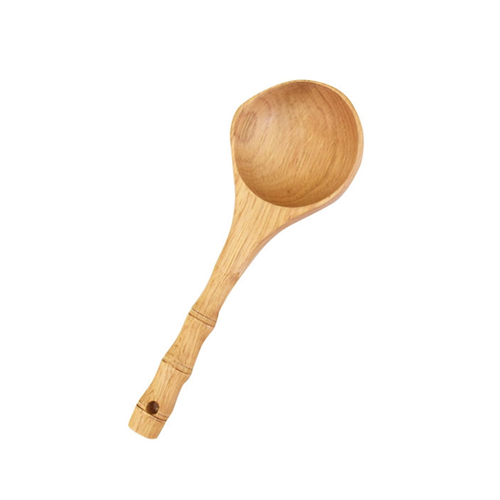 Raindrops Wooden Soup Ladle Bamboo Joints Design Handle Porridge Spoon ...