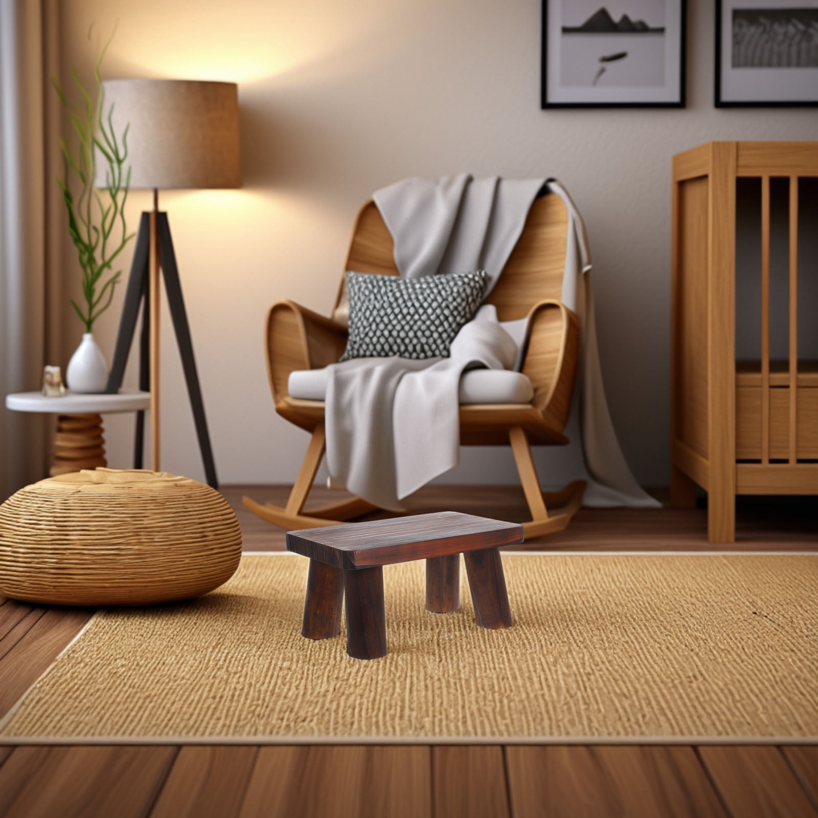 Raindrops Wooden Step Stool Anti Slip Step Stools For Adults Heavy Duty ...