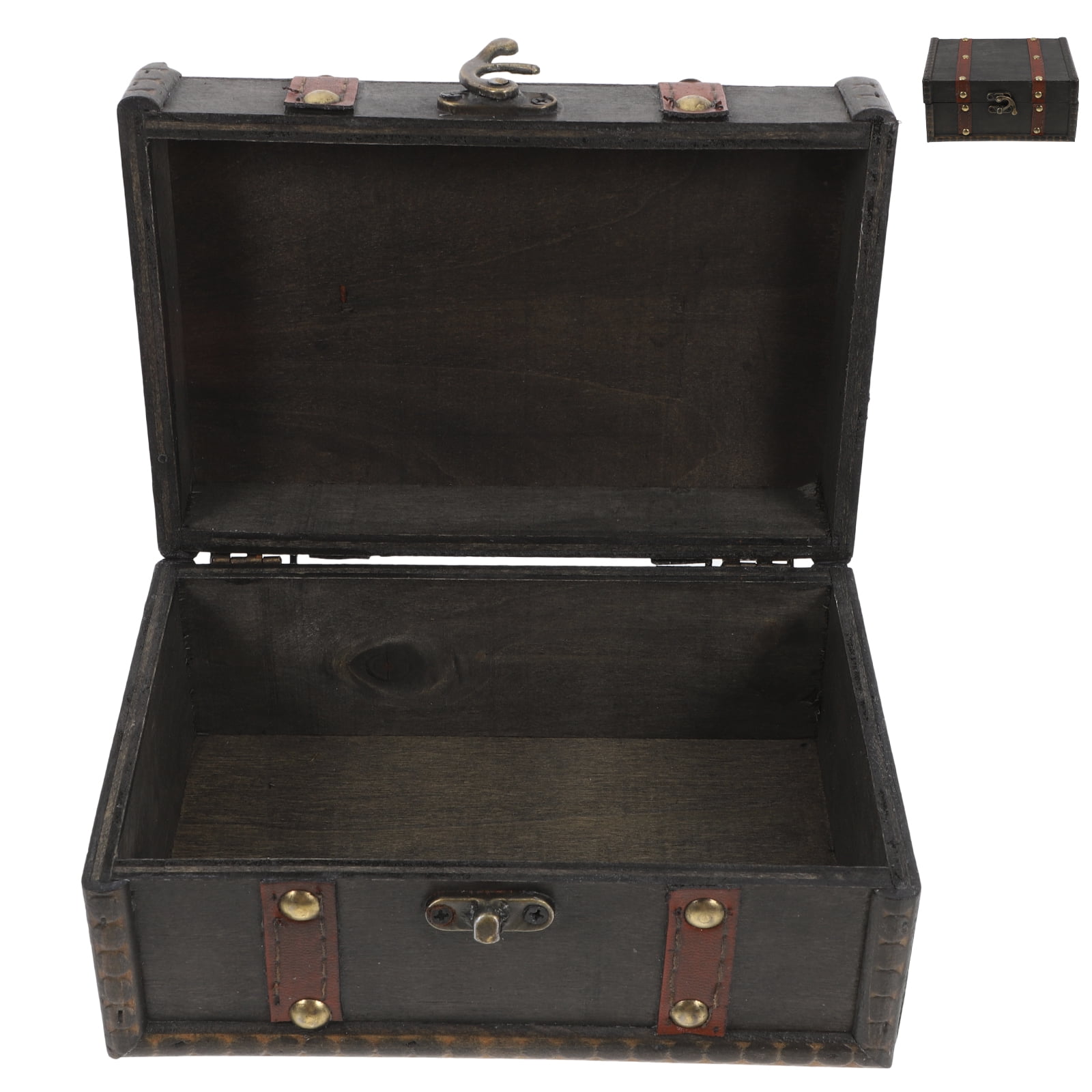 Raindrops Wooden Storage Box With Lid Rectangular Small Decorative Wood ...