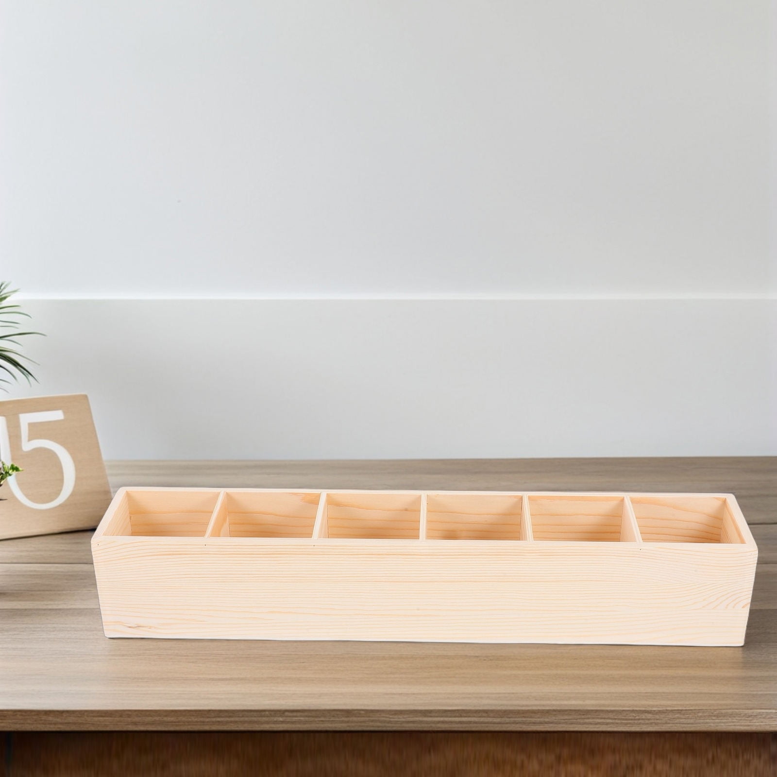 Raindrops Wooden Storage Box with Compartments for Organized Desk Use ...