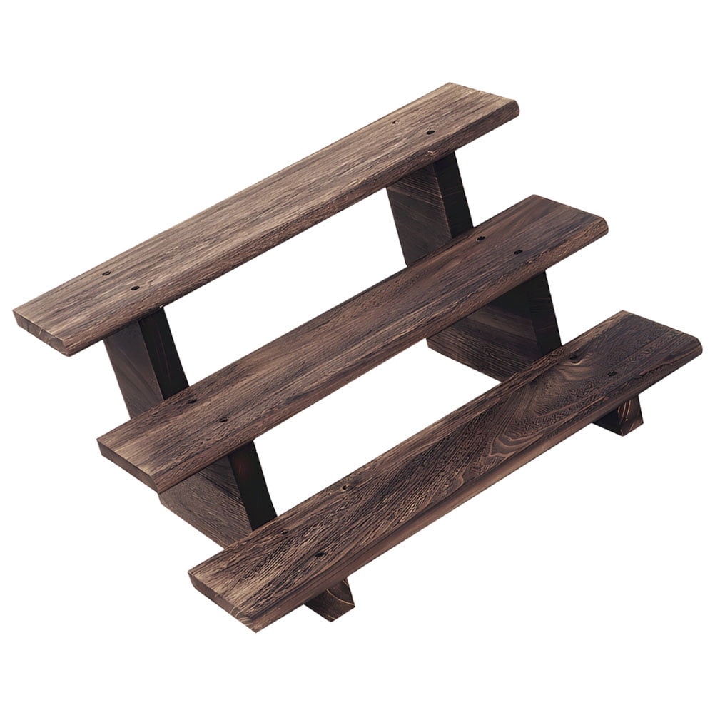 Raindrops Wooden Three-tier Display Rack Stand Plant Storage Shelves ...
