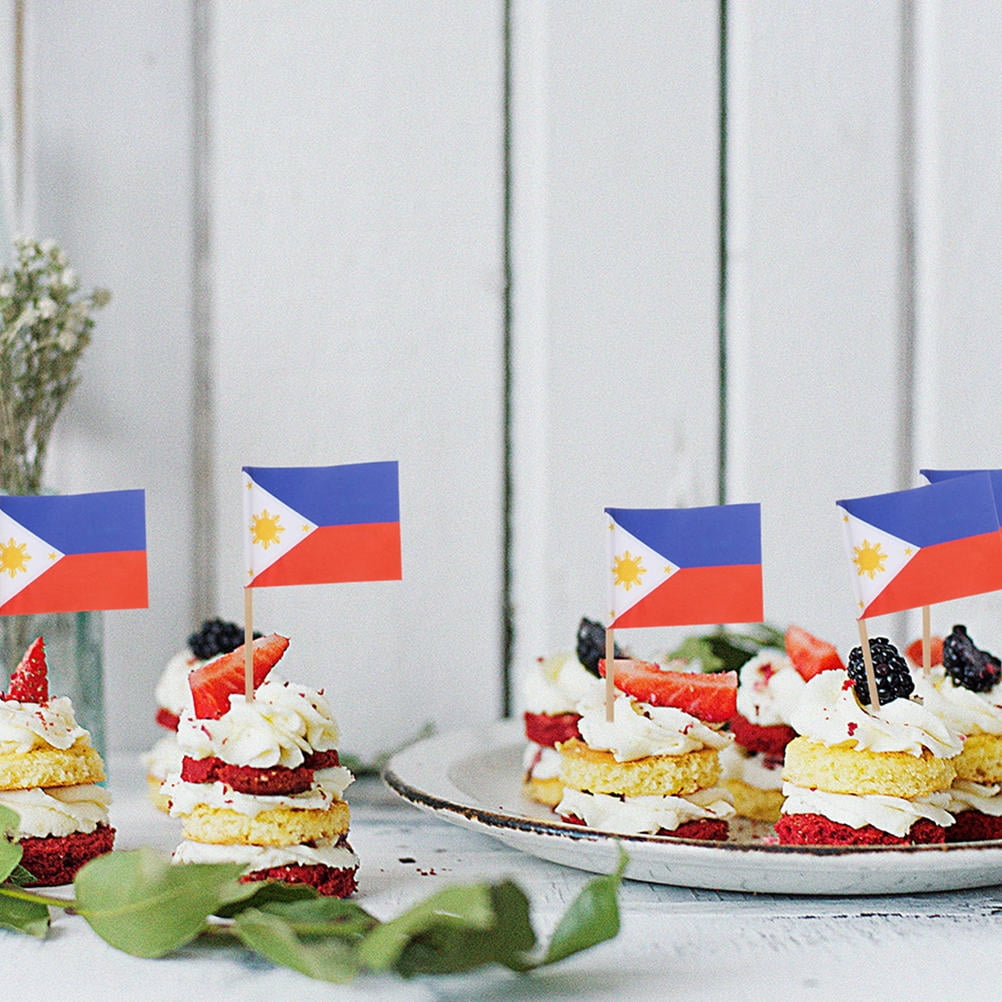 Raindrops Wooden Toothpick Flags with Lovely Philippines Design for ...