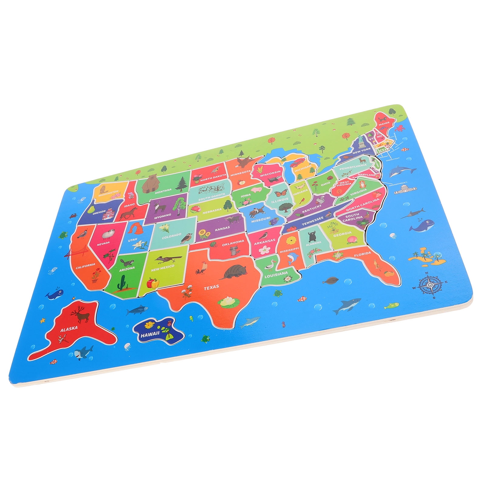 Raindrops Wooden USA Map Jigsaw Puzzles United States Map Puzzle Us Map ...