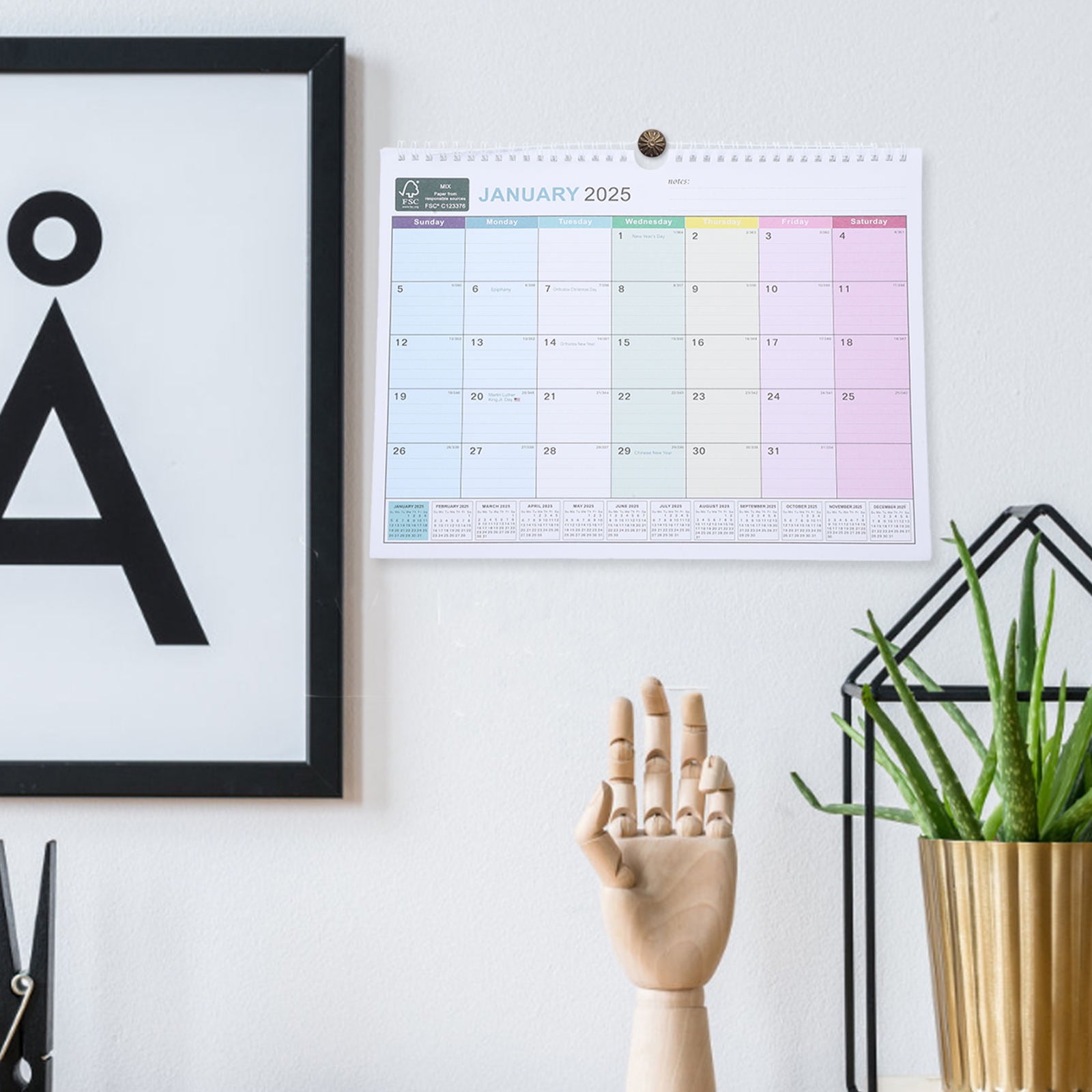 Raindrops Certified Paper Wall Calendar Multi-Color Monthly Planner for ...