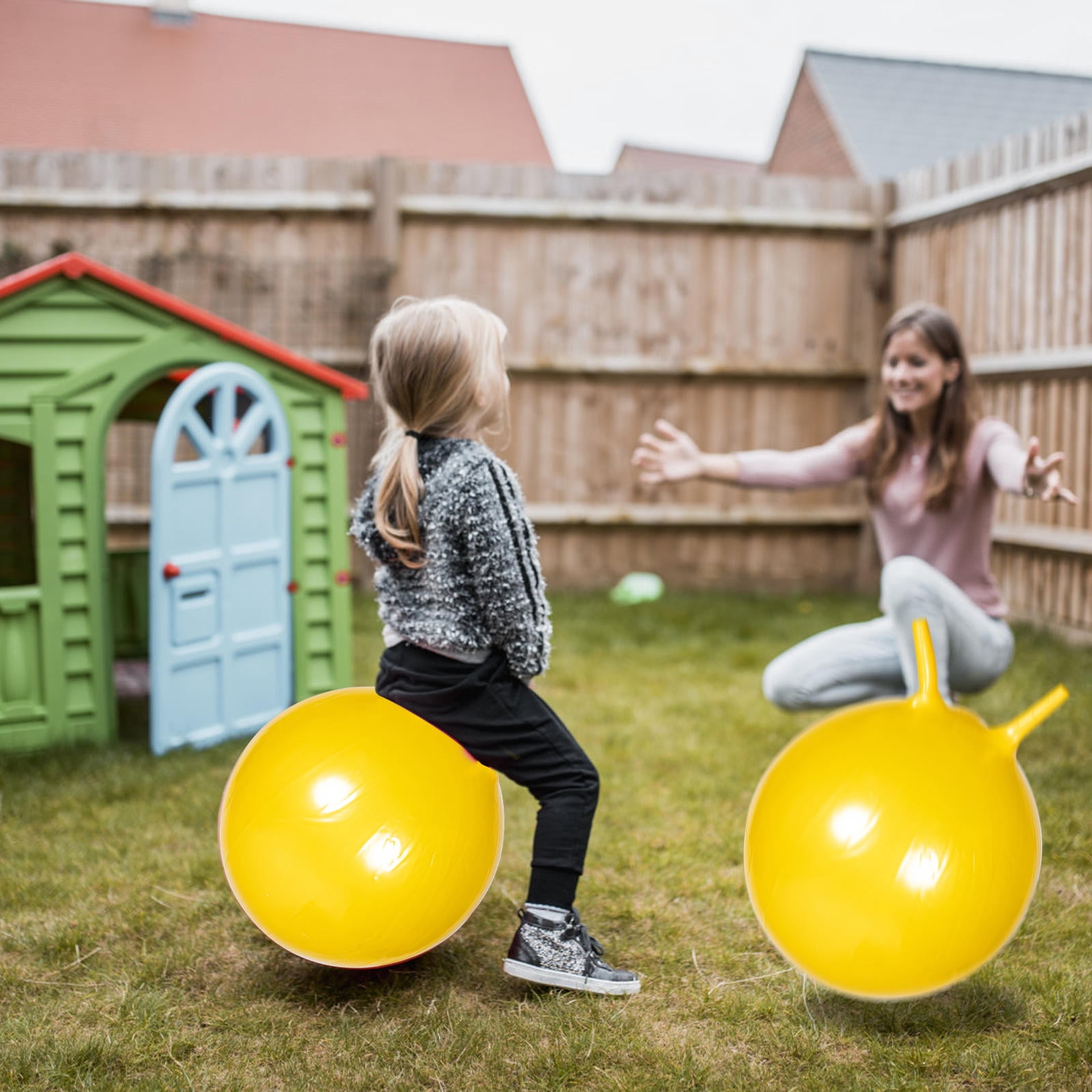 Raindrops Yellow PVC Plastic Jumping Ball with Handle for Kids Playing ...