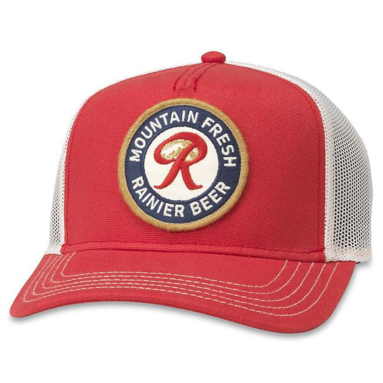 Rainer Beer Red & White Adjustable Mesh Snapback Trucker Hat - Walmart.com