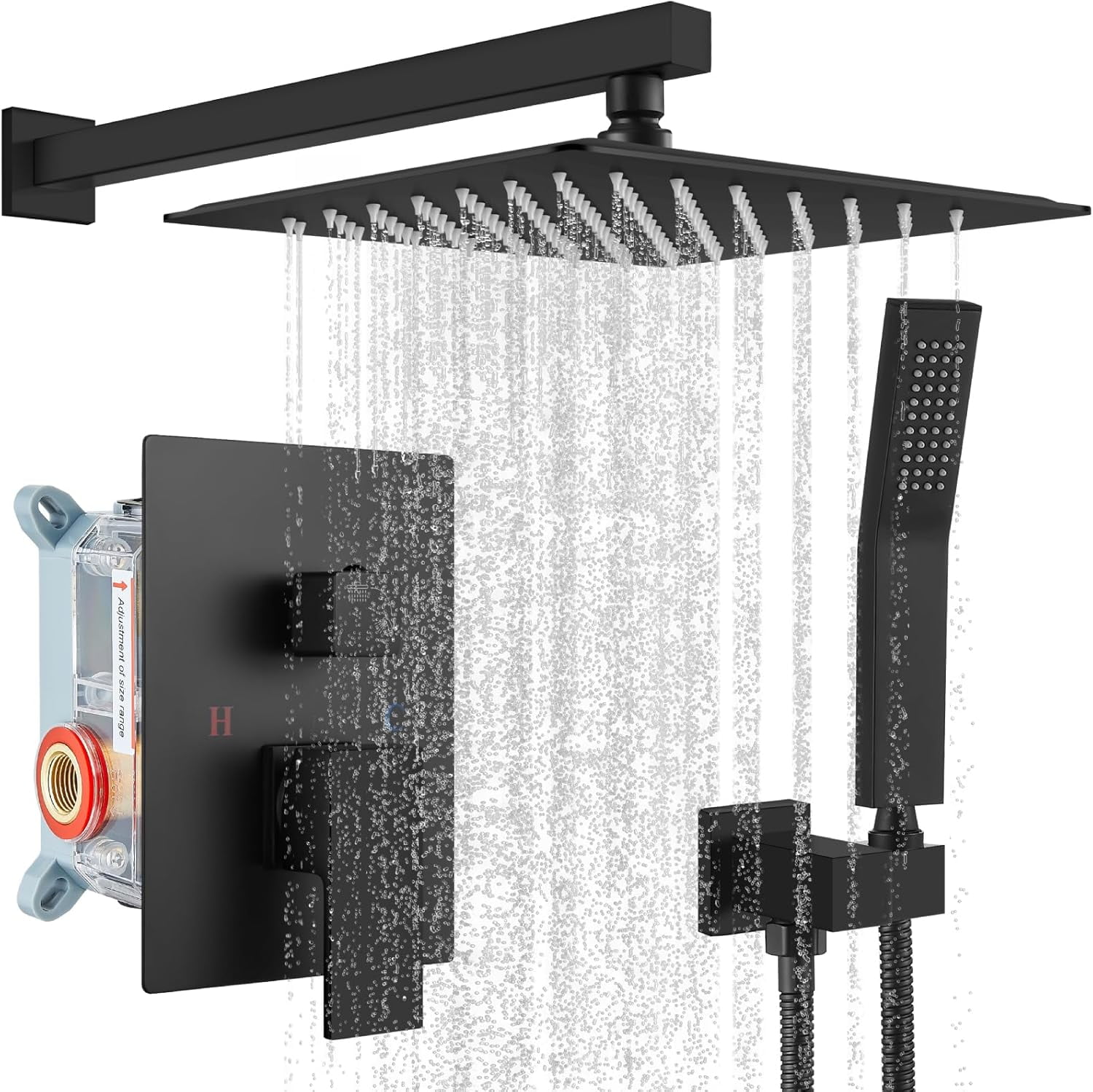 Rainfall Bathroom Shower System Rain Shower and Handle Set Wall Mounted ...