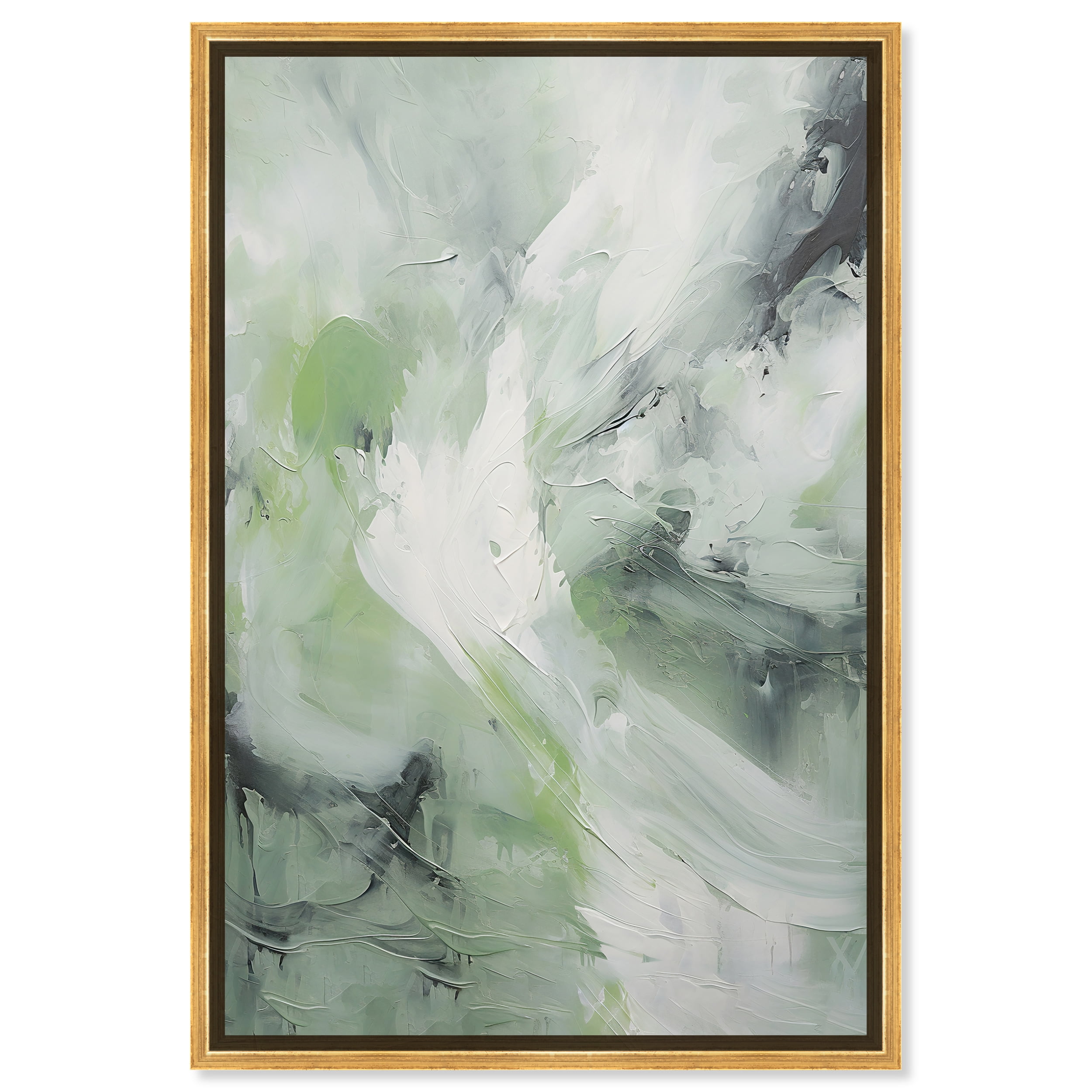 Rainfall On The Grass Green Abstract Canvas Wall Art by Art Remedy ...