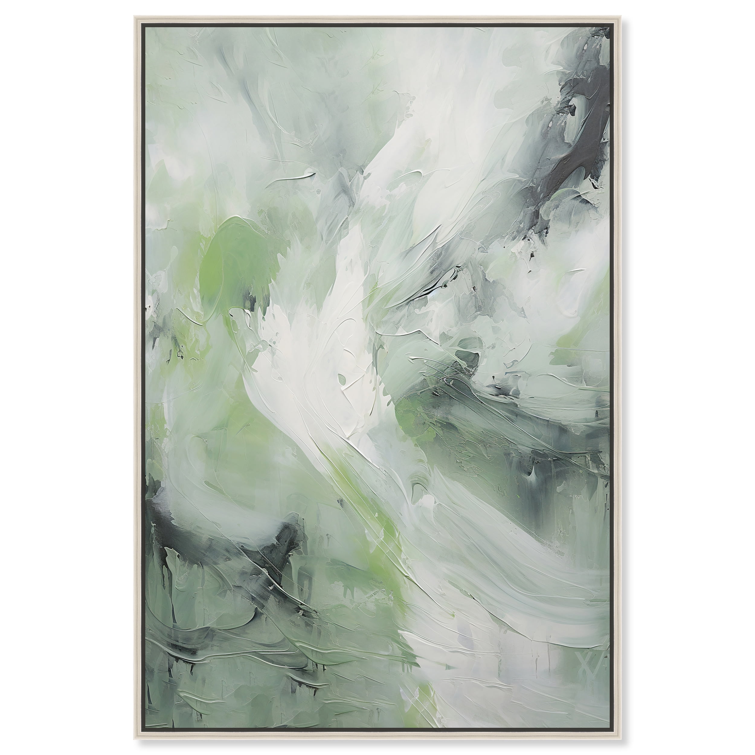 Rainfall On The Grass Green Abstract Canvas Wall Art by Art Remedy ...