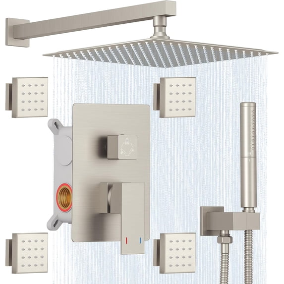 Rainfall Shower Faucet with Full Body Shower Jet Fixtures Shower System ...