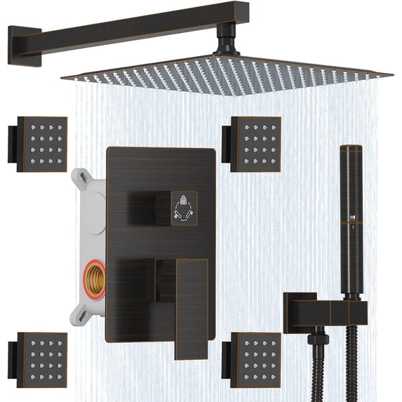 Rainfall Shower Faucet with Full Body Shower Jet Fixtures Shower System ...