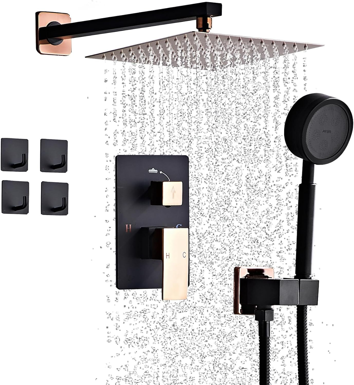 Rainfall Shower Faucet Set, Bathroom Shower System with High Pressure ...