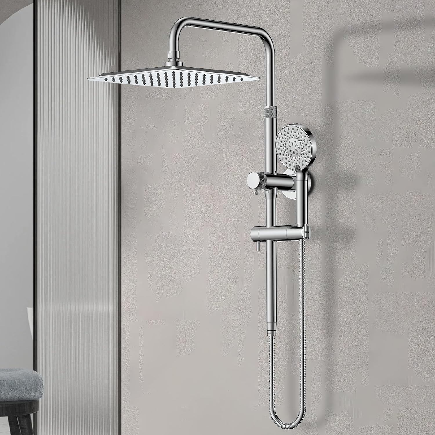 Rainfall Shower Heads with Handheld Combo - 10 Inch High Pressure Rain ...