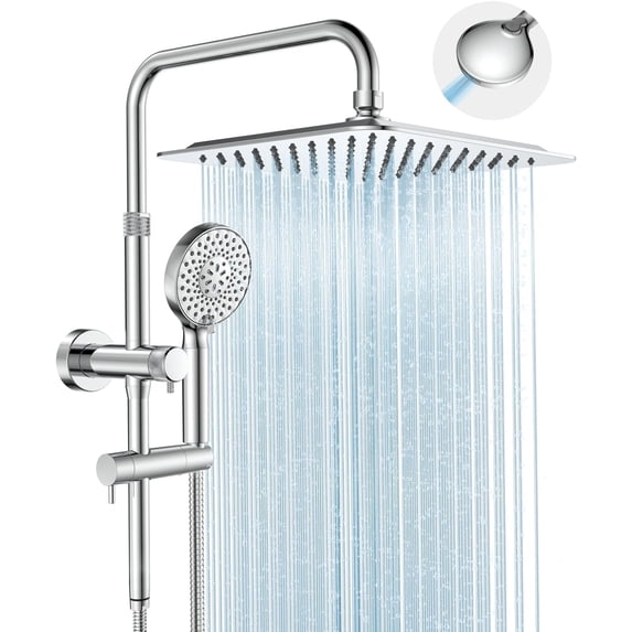 Rainfall Shower Heads with Handheld Combo - 10 Inch High Rain Shower ...