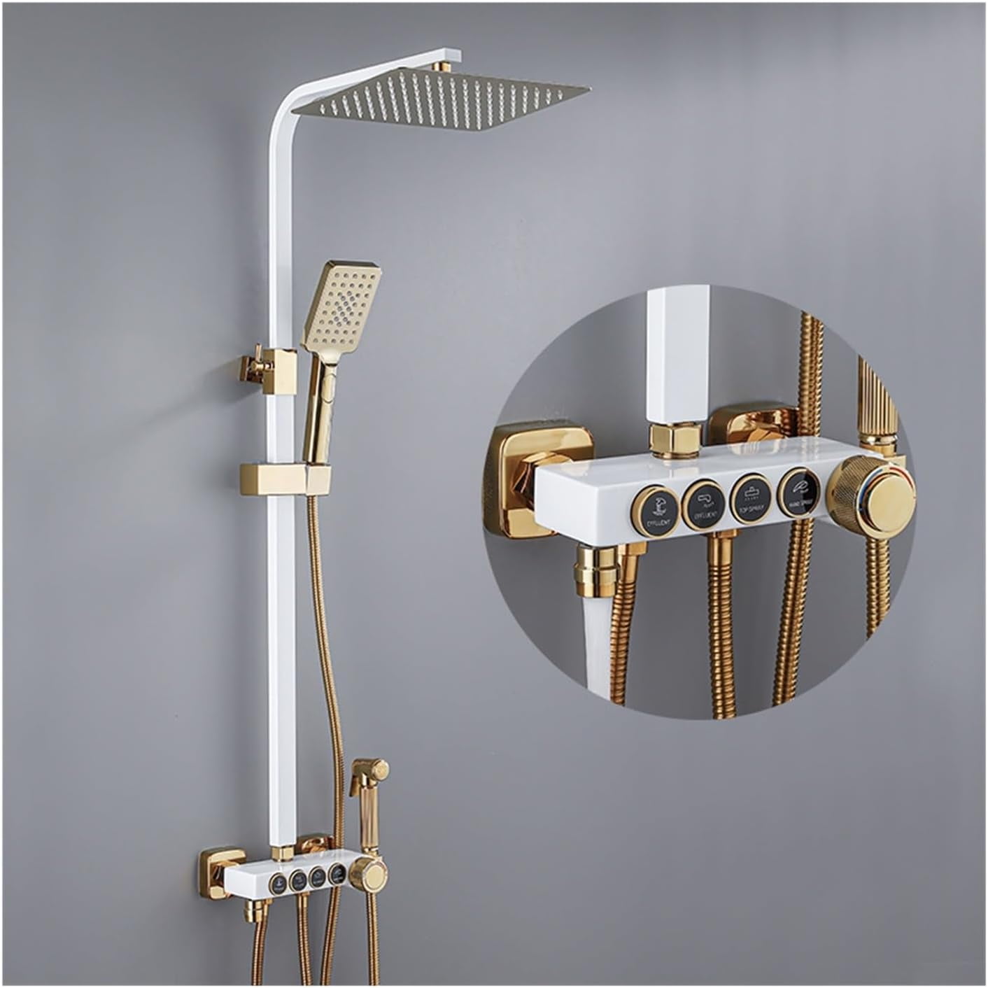 Rainfall Shower System Black Gold Shower Rain Shower Set ,Thermostatic ...