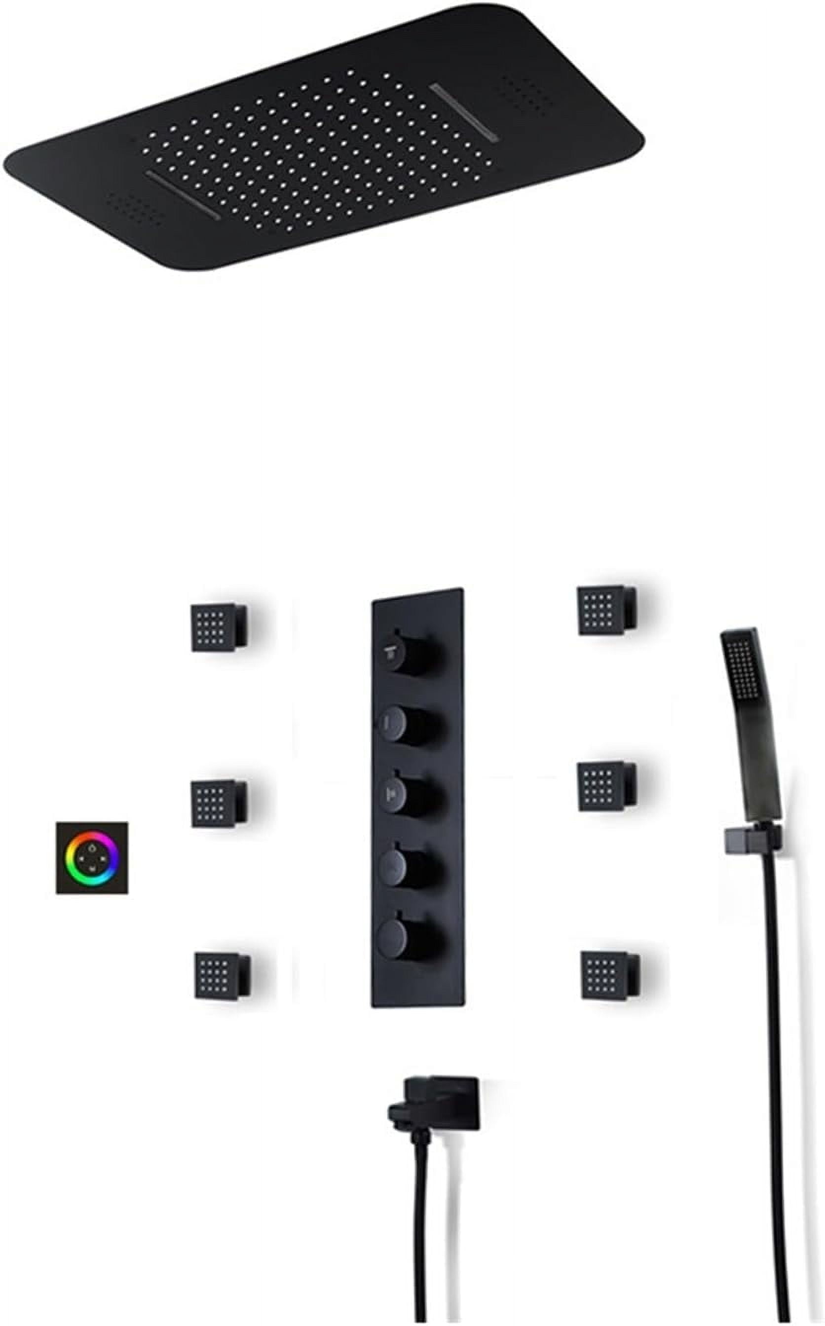 Rainfall Shower System Black Luxury Shower Systems Set, High Water Flow ...