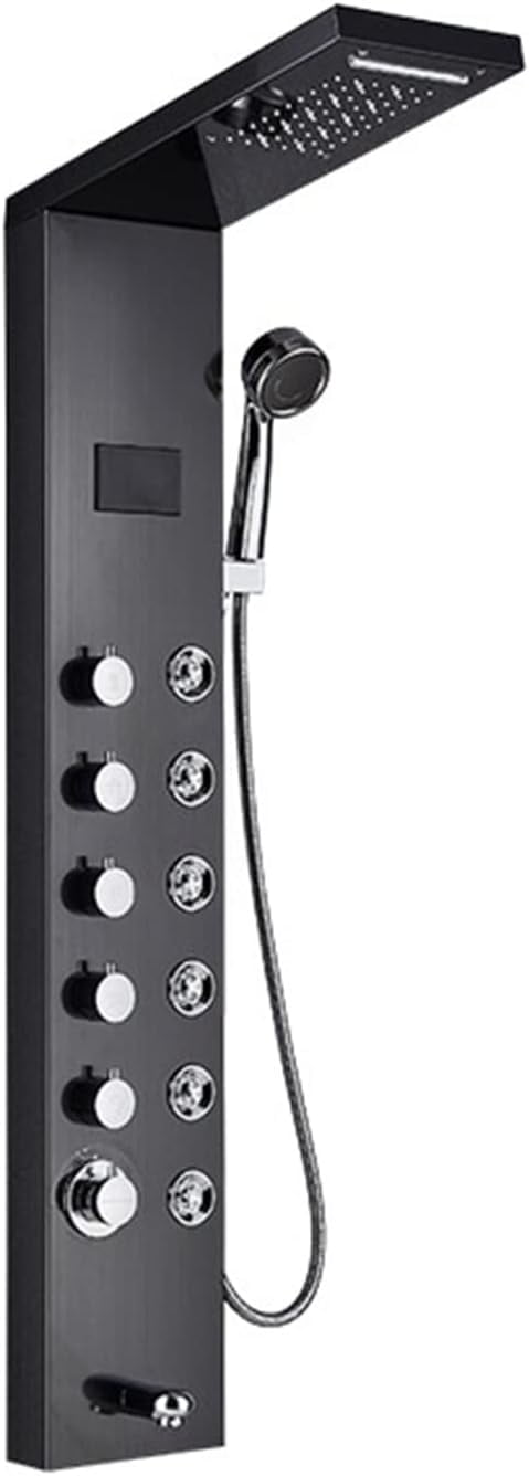 Rainfall Shower System Black Nickel LED Rain Waterfall Shower Faucet ...